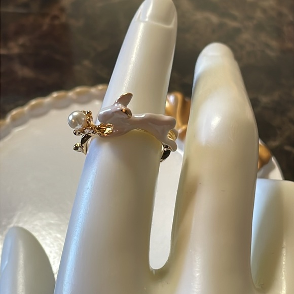 Jewelry | Gold Rabbit Ring With Pearl Accent | Poshmark